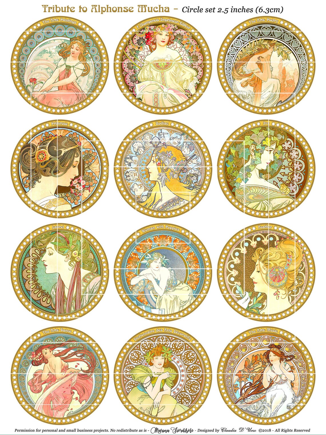 Alphonse Mucha Image Instant Download Art Nouveau Digital Collage Sheet ...