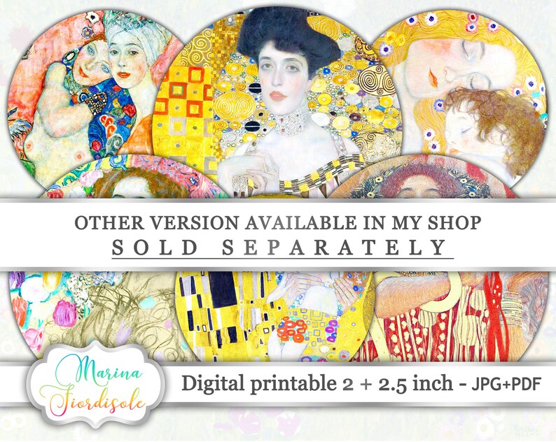 Gustav Klimt Paintings Image Digital Collage Sheet Printable Bookmarks ...