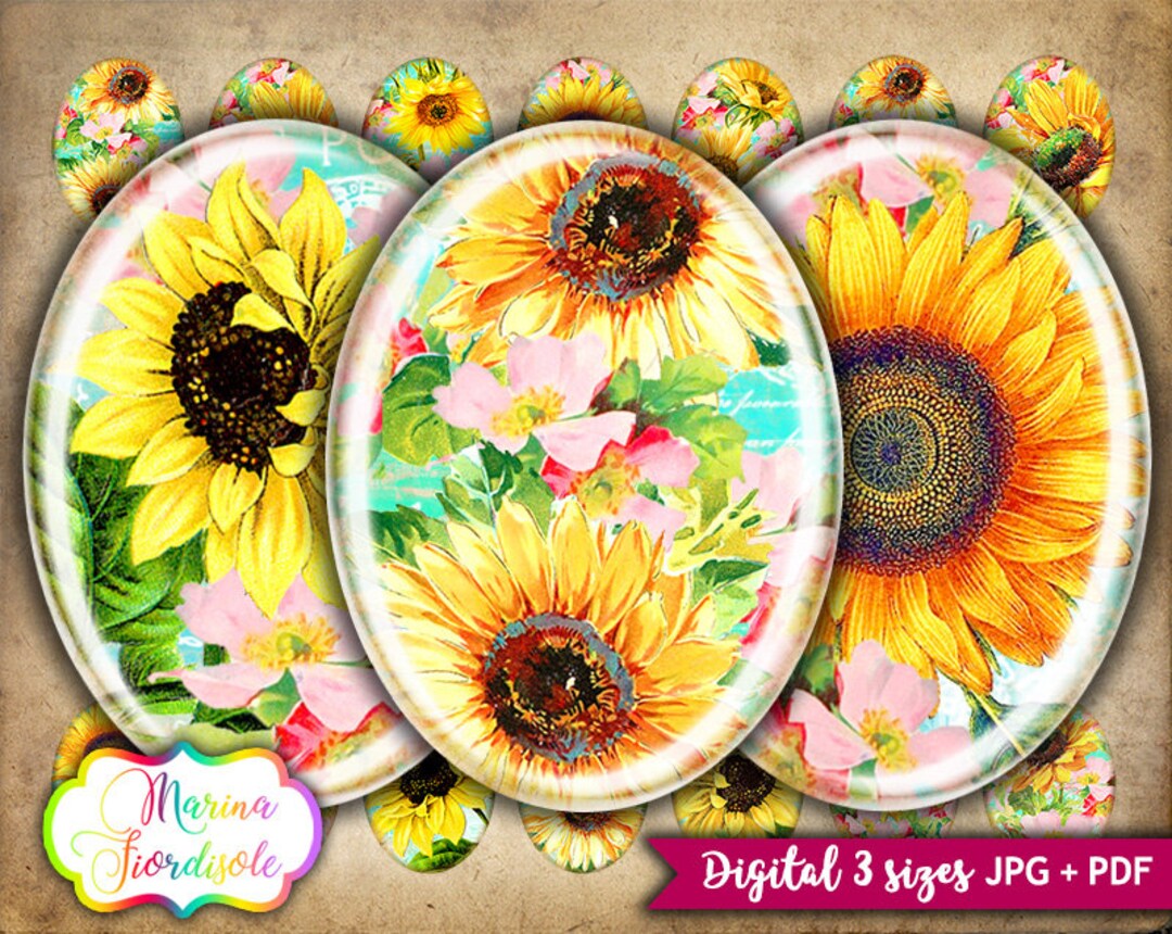 Digital Collage Sheet 40x30mm Oval, 30x22mm, 25x18mm Cabochon Template ...