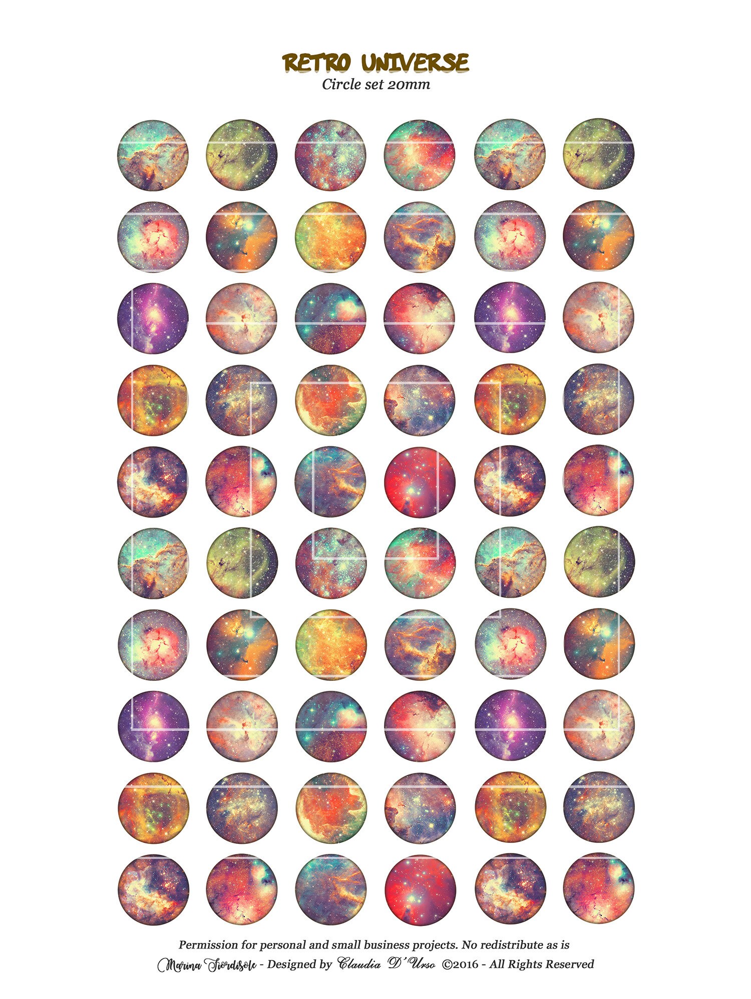 Universe Printable Digital Collage Sheet Circle 1 Inch 20mm - Etsy