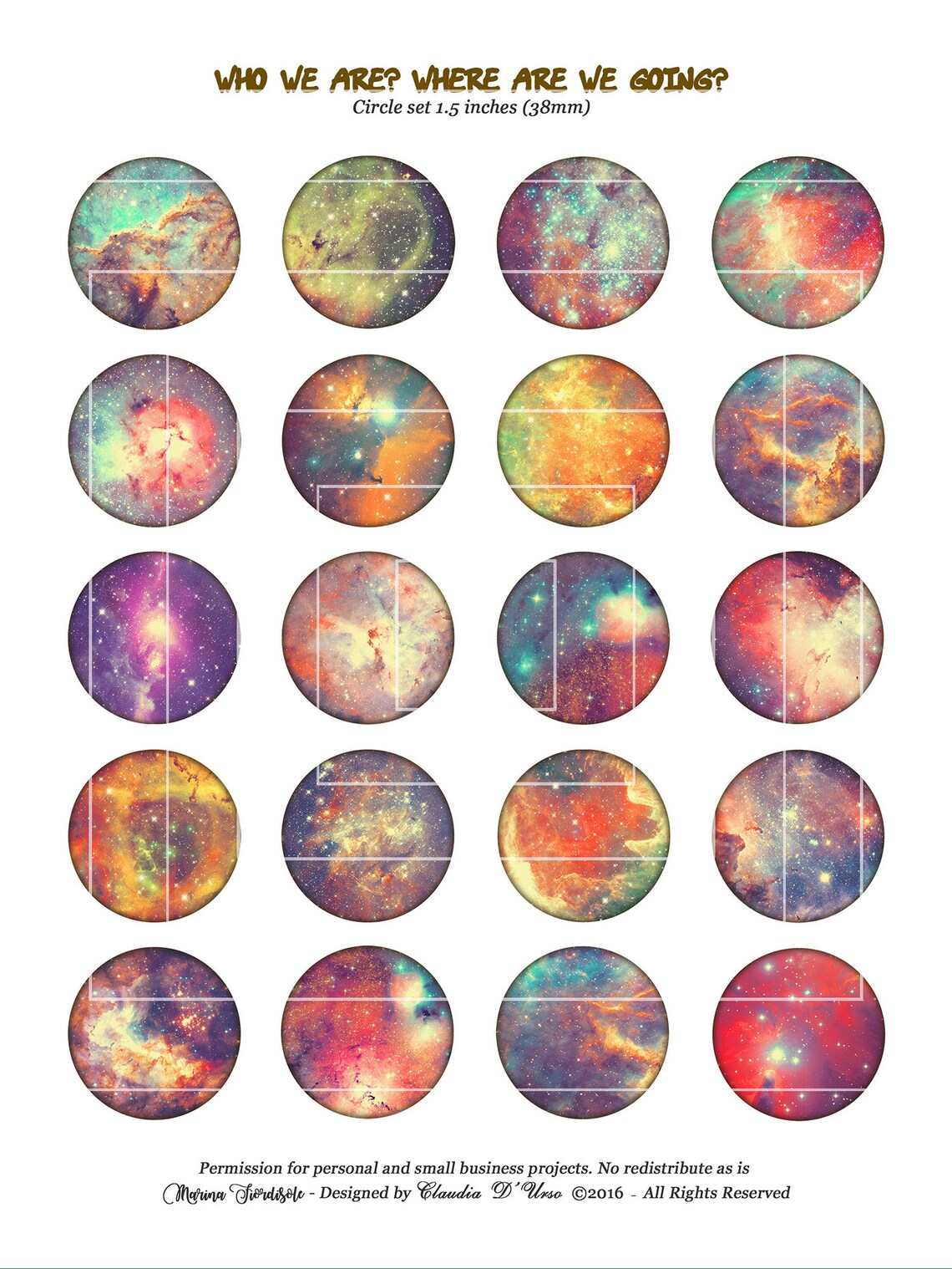 Universe Printable Digital Collage Sheet Circle 1 Inch 20mm - Etsy