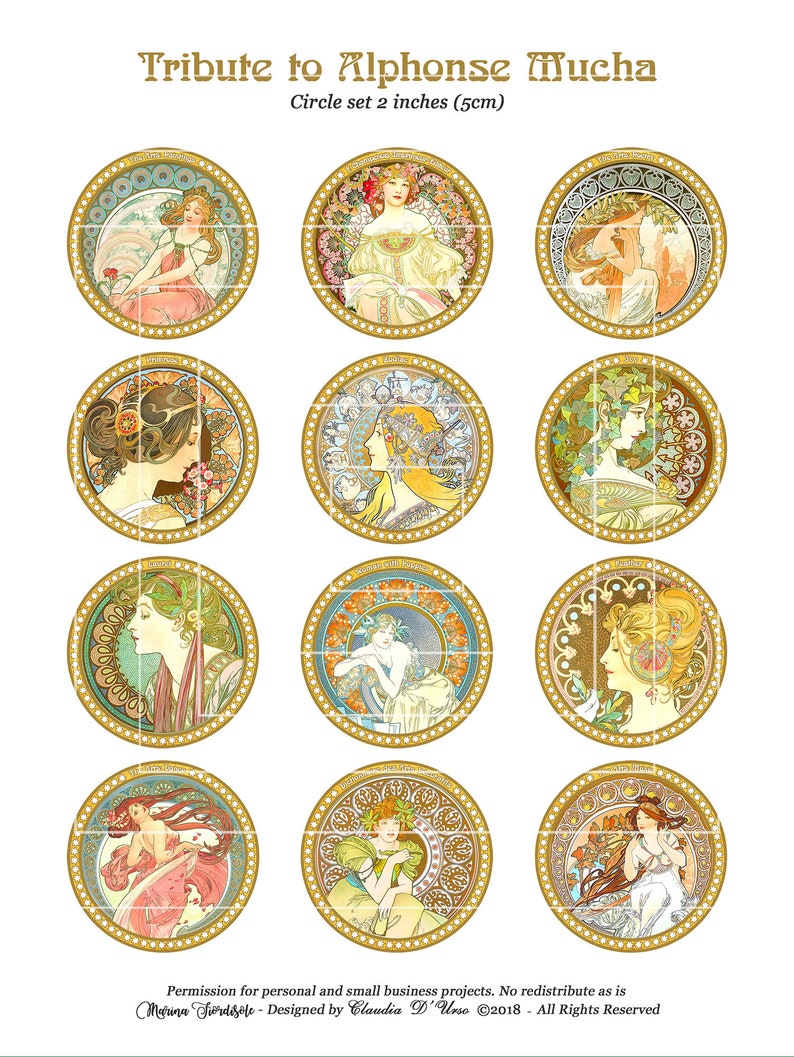 Alphonse Mucha Image Instant Download Art Nouveau Digital Collage Sheet ...
