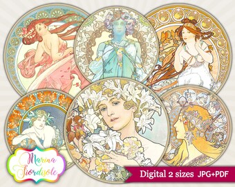 MUCHA MINIS Digital Printable Collage Sheet 1 - Etsy