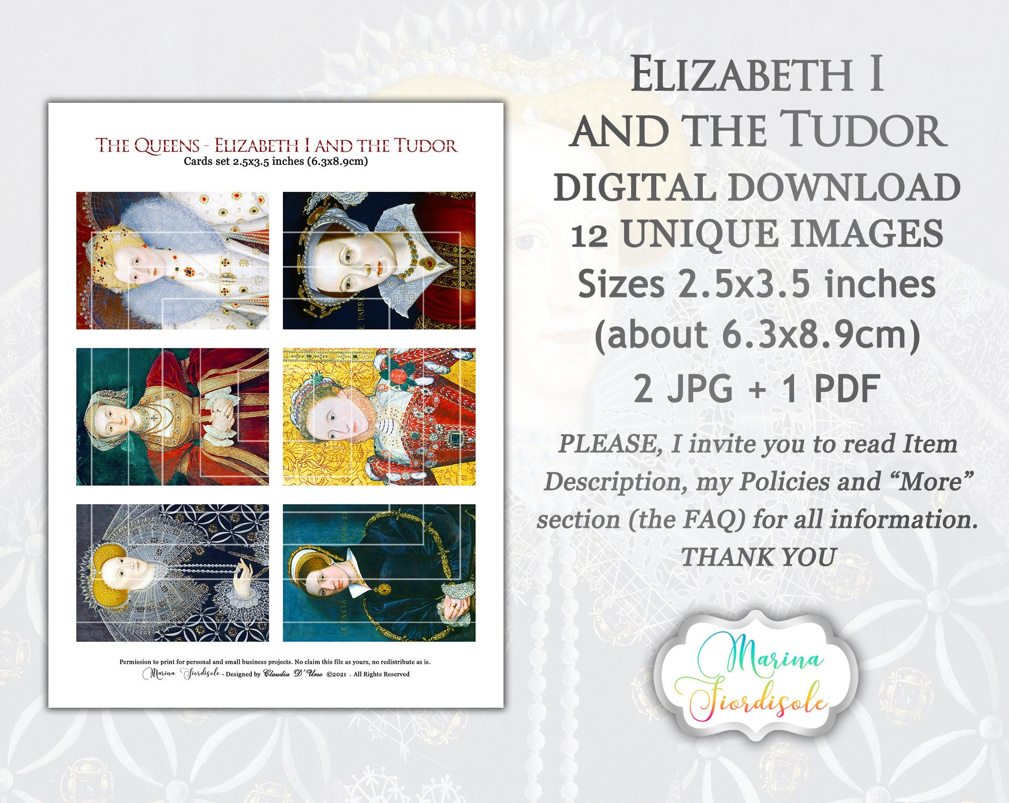 The Queens Elizabeth I and the Tudor ATC Digital Collage Sheet - Etsy