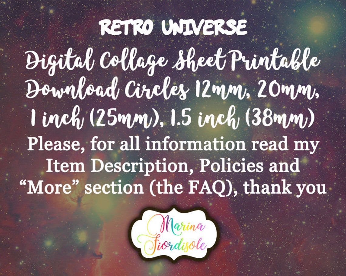 Universe Printable Digital Collage Sheet Circle 1 Inch 20mm - Etsy
