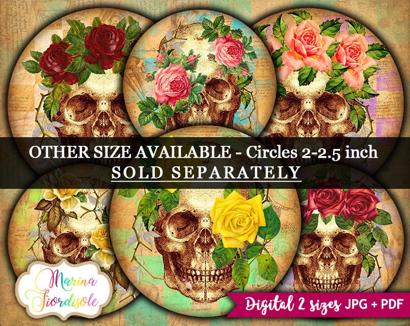 Images for Jewelry Skull Rose Printable Digital Collage Sheet - Etsy