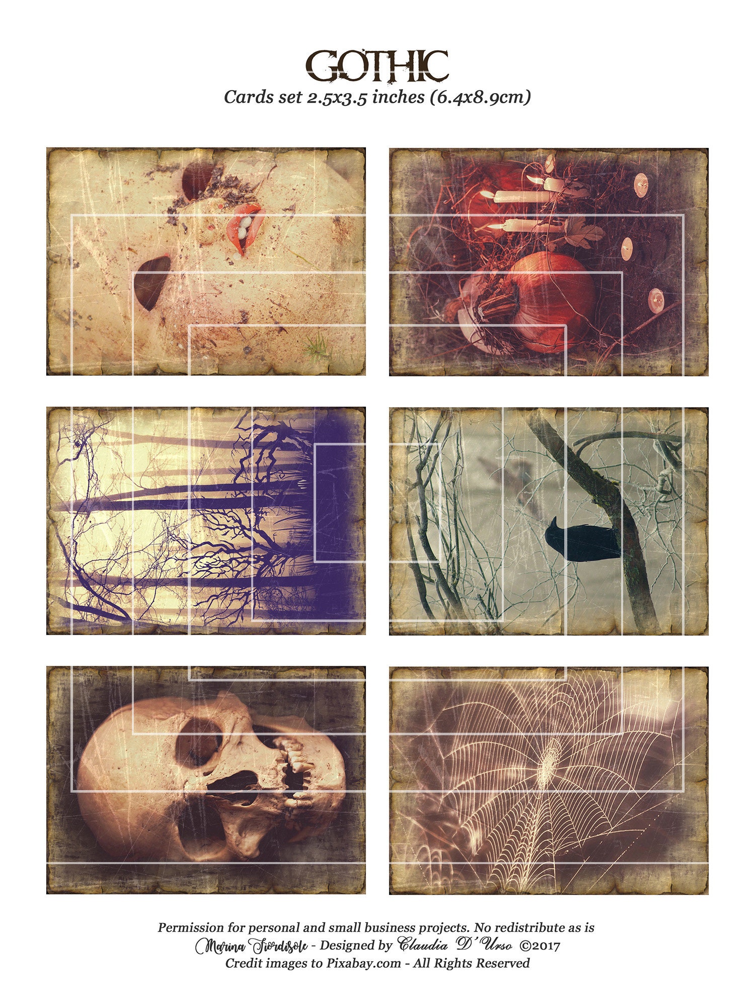 Gothic Printable Goth Dark Images Digital Collage Sheet ATC Card ...