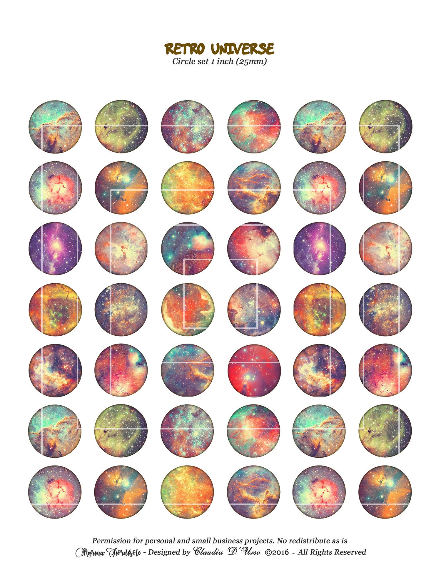 Universe Printable Digital Collage Sheet Circle 1 Inch 20mm - Etsy