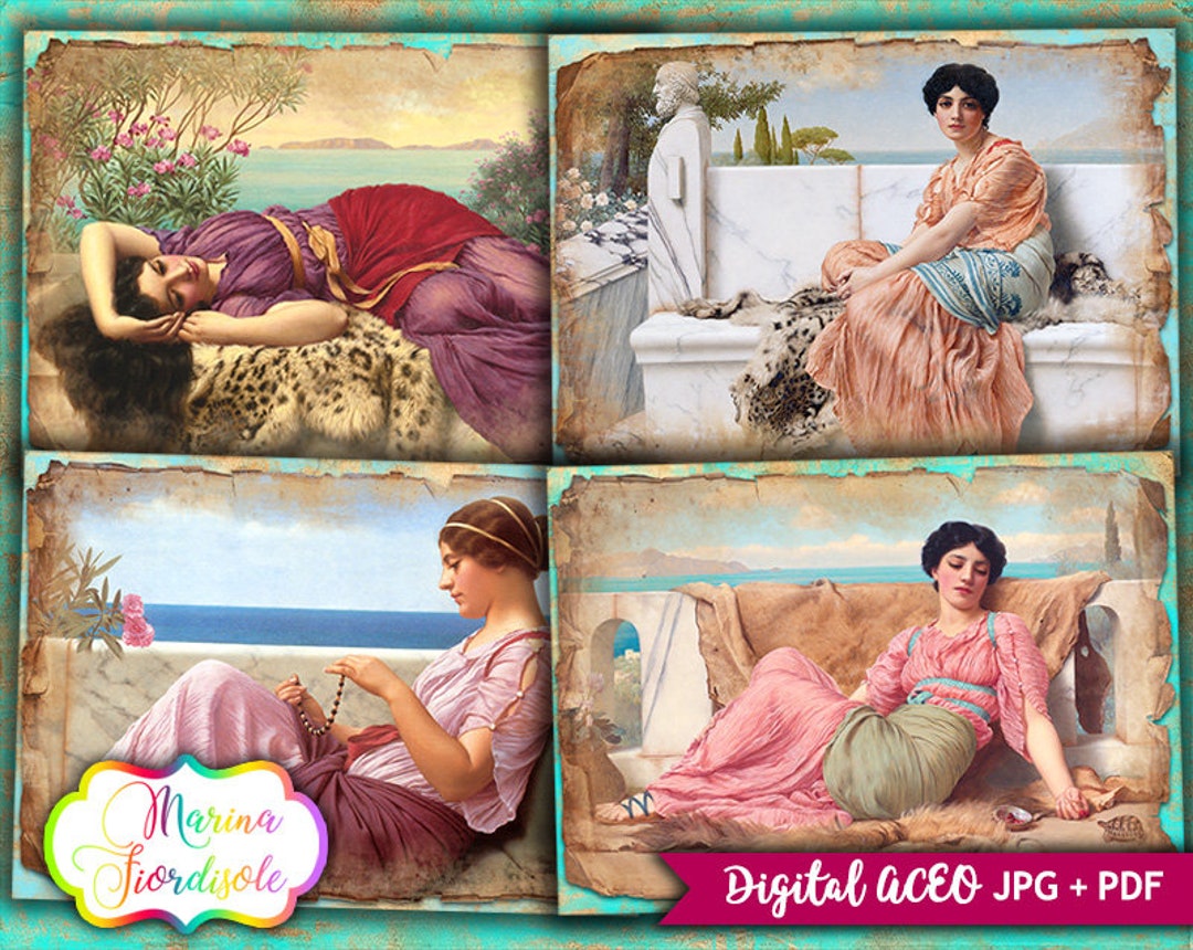 ATC Digital Collage Sheet Instant Download Antique Ladies - Etsy