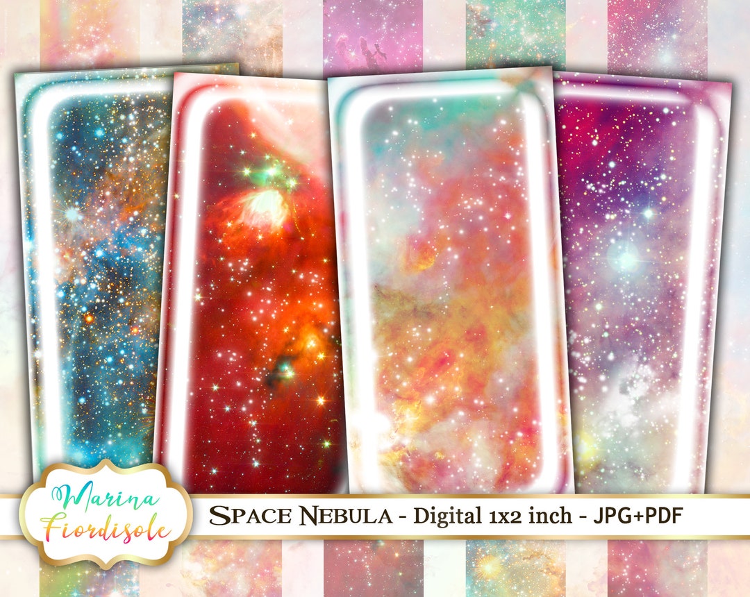 Digital Collage Sheet 1x2 Inch Domino Images for Jewelry, Space Nebula ...