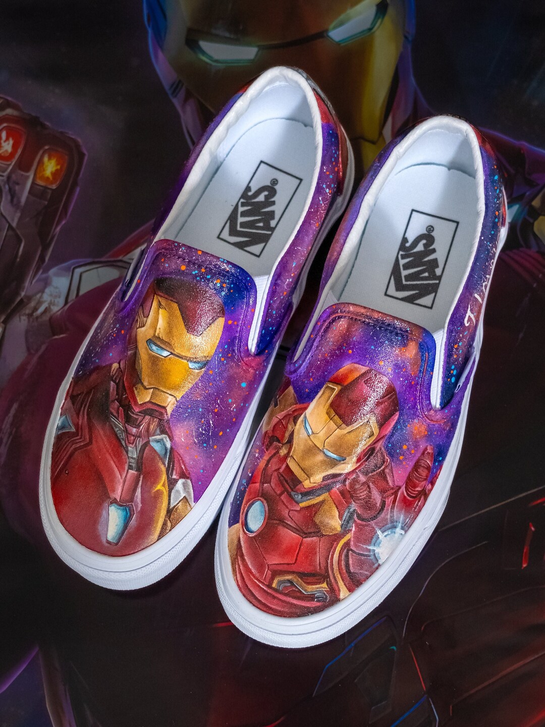 Custom Hand Painted Superhero Vans Hand Painted Shoes Slip on Iron Man ...