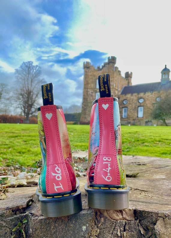 Custom Hand Painted Wedding Dr Marten Anniversary Bridal Custom Hand Painted Wedding Dr Marten Anniversary Bridal