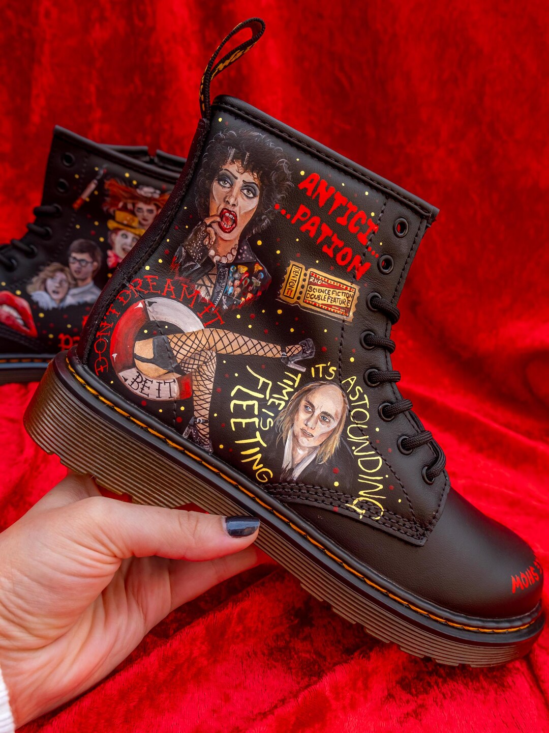 Custom Musical Theatre Hand Painted Boots Dr Marten Rocky Horror RHPS ...