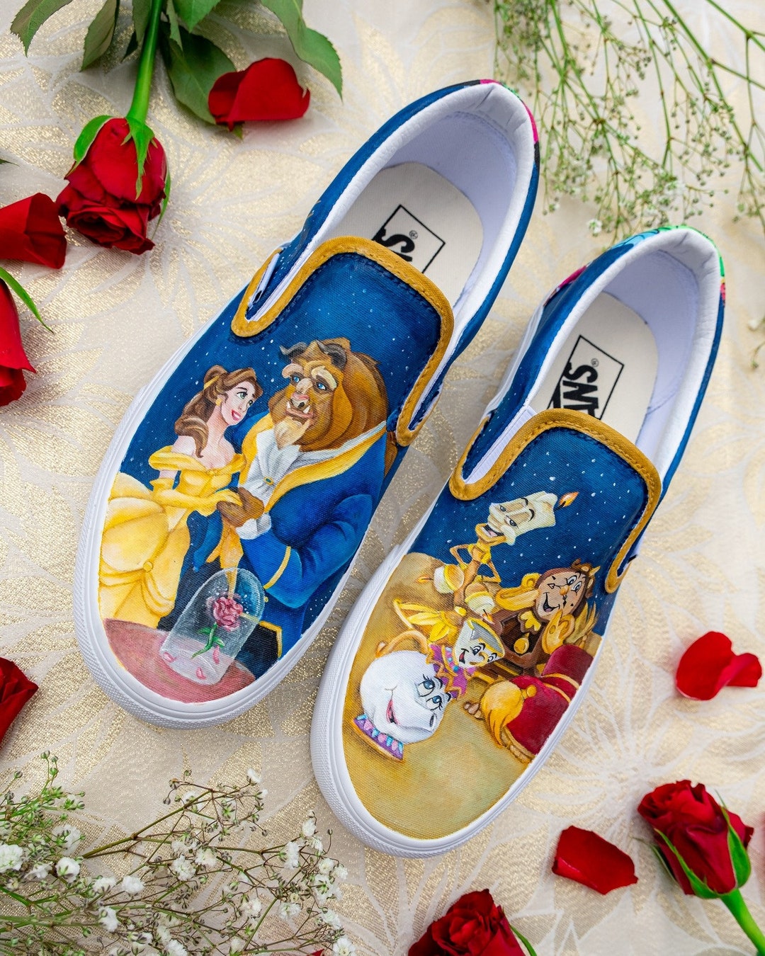Custom Vans Princess Disney Hand Painted Beauty and the Beast Style ...