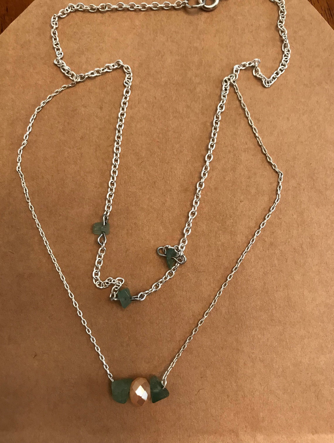 Double Chain Green Gem Necklace - Etsy