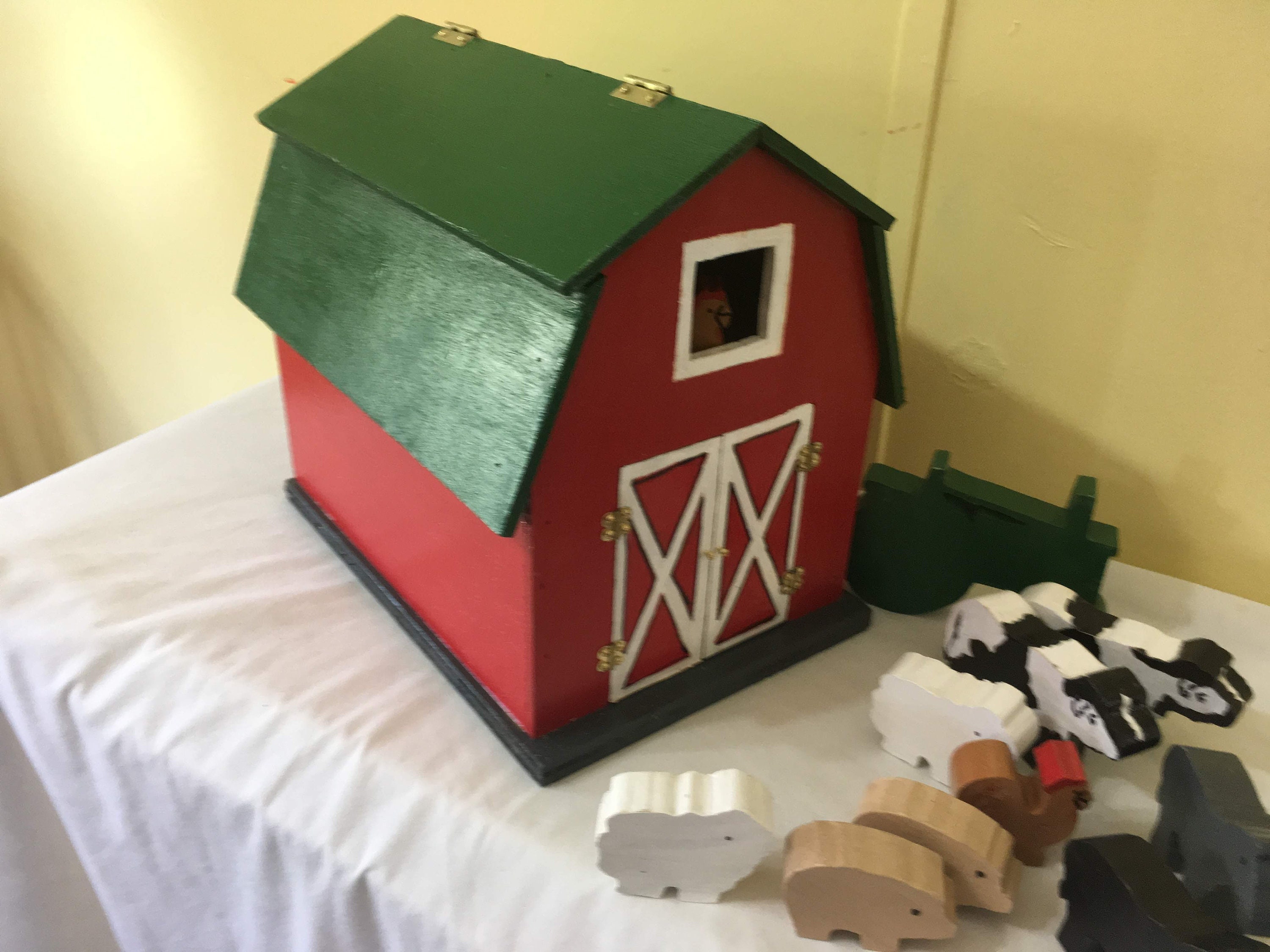 Barn With Animals and Tractor Which Can Be Stored Inside - Etsy