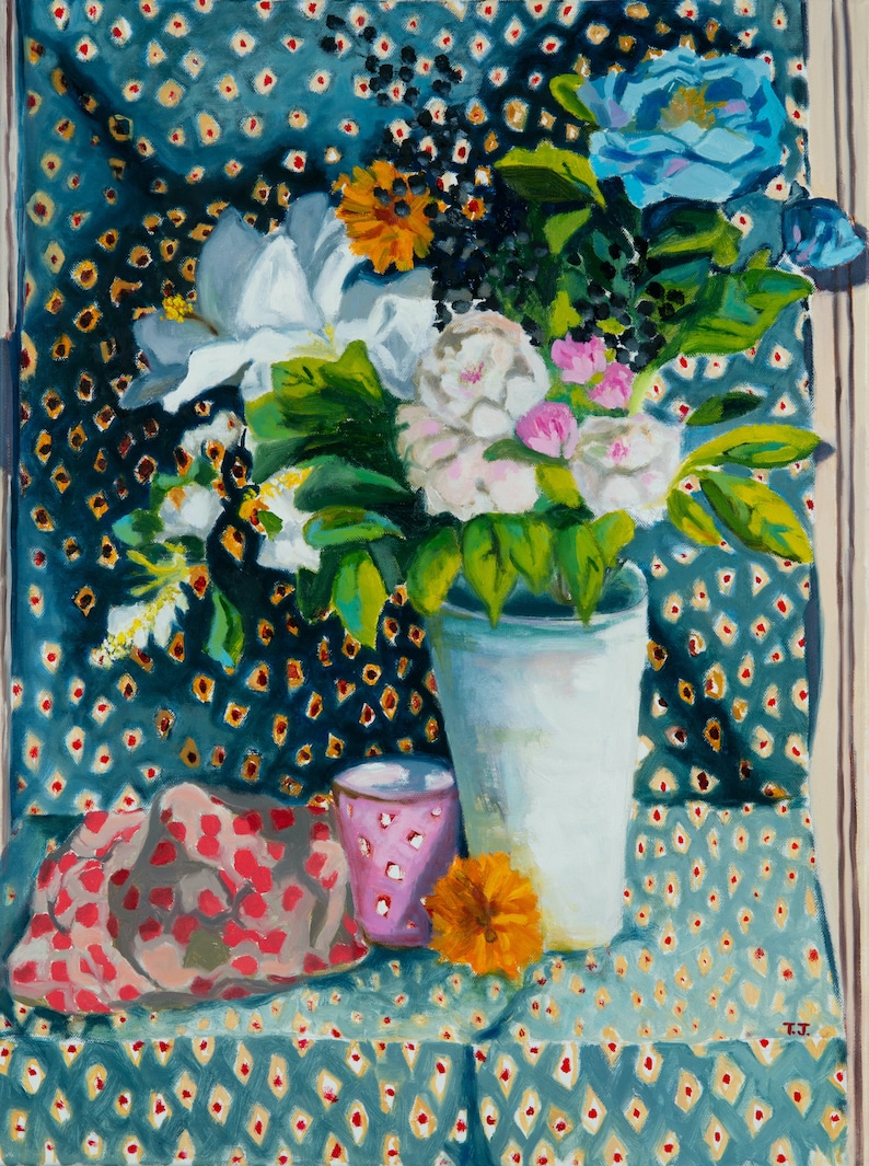 Blue Still Life Art Print Blue Still Life Flower Art Blue Still Life ...