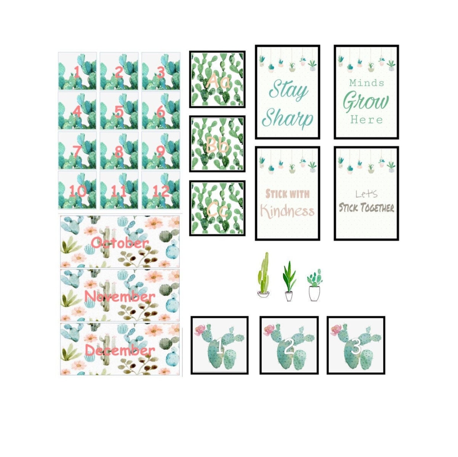 Cactus Classroom Decor cheap affordable digital calendar | Etsy
