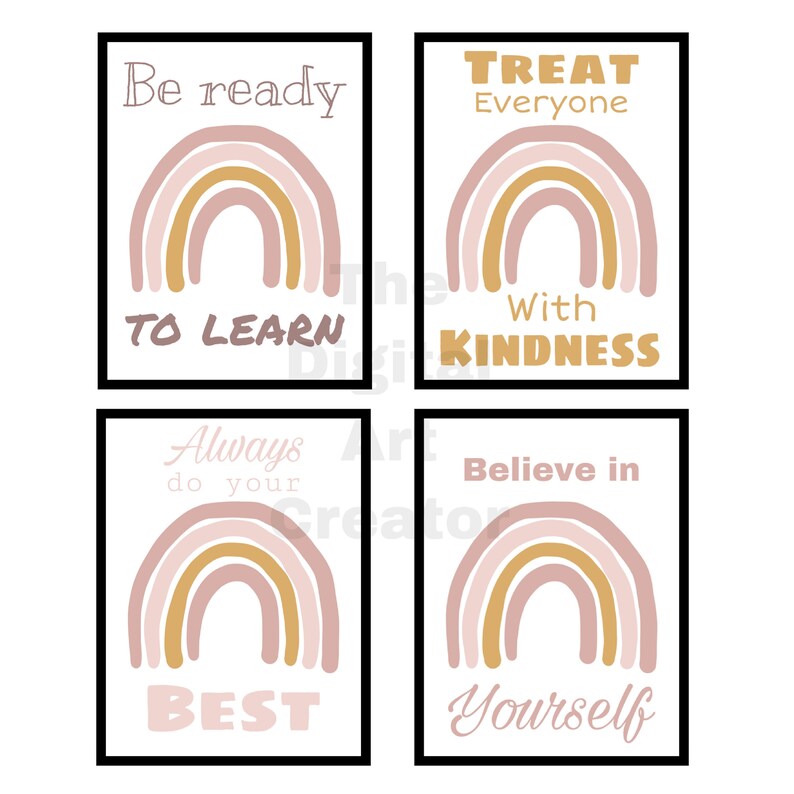 Boho Rainbow Digital Classroom Decor Calendar Learning - Etsy