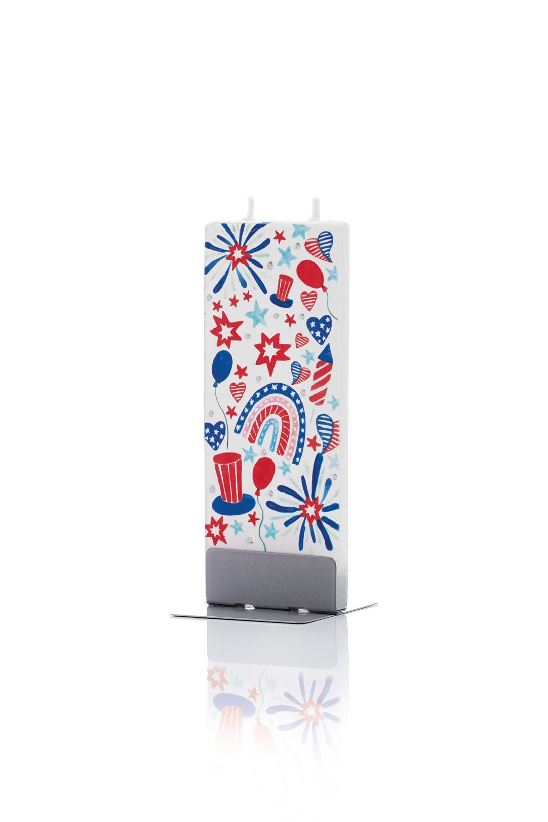 Flat Hand-crafted 6" Candle - Americana Red White & Blue | Small Unique ...