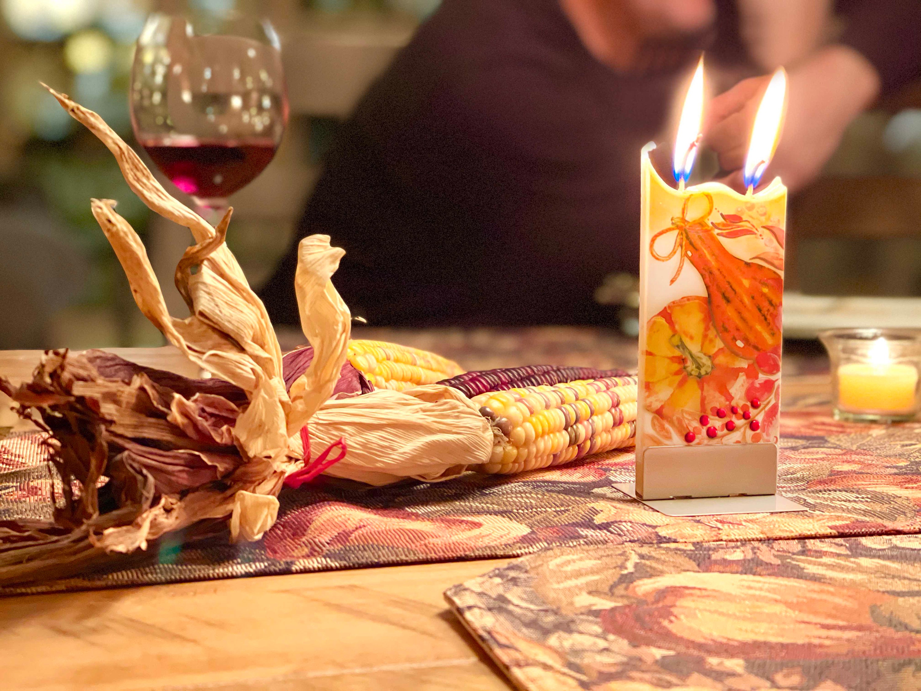 Hand Painted Flat Candle | Fall Leaves | Small Unique Gift | Autumn ...