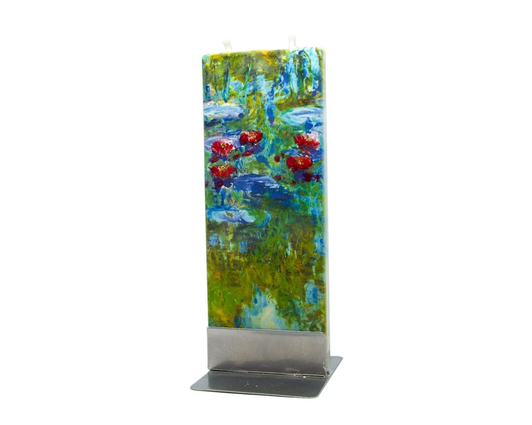 Hand Painted Flat Candle | Claude Monet Water Lilies | Small Unique ...