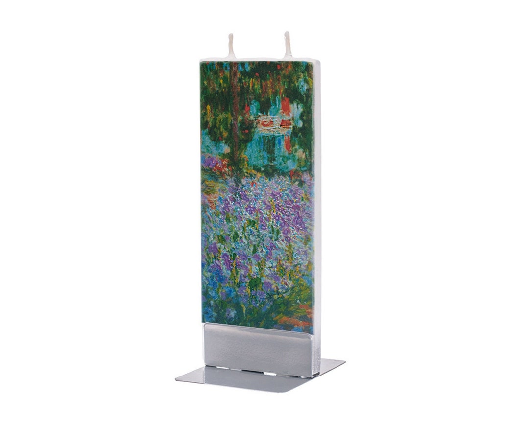 Hand Painted Flat Candle | Claude Monet Irises | Small Unique Gift ...