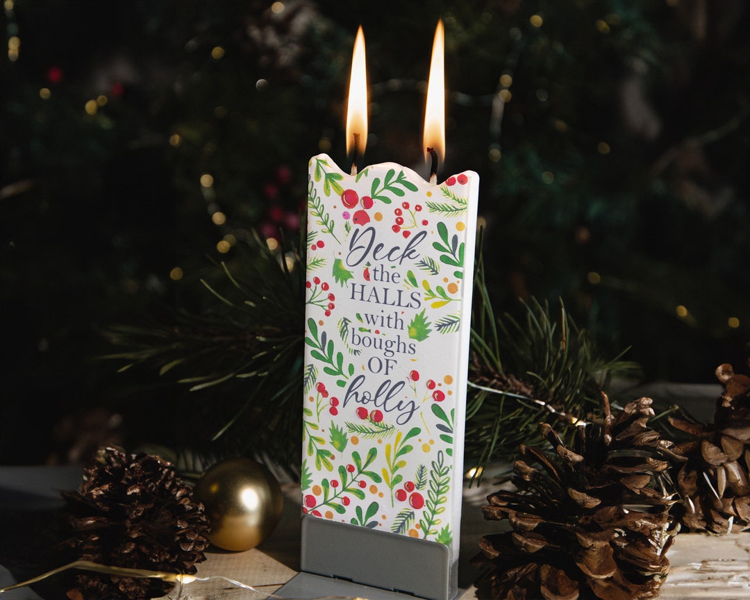 Flat Hand-crafted Candle - Deck the Halls | Small Unique Gift ...