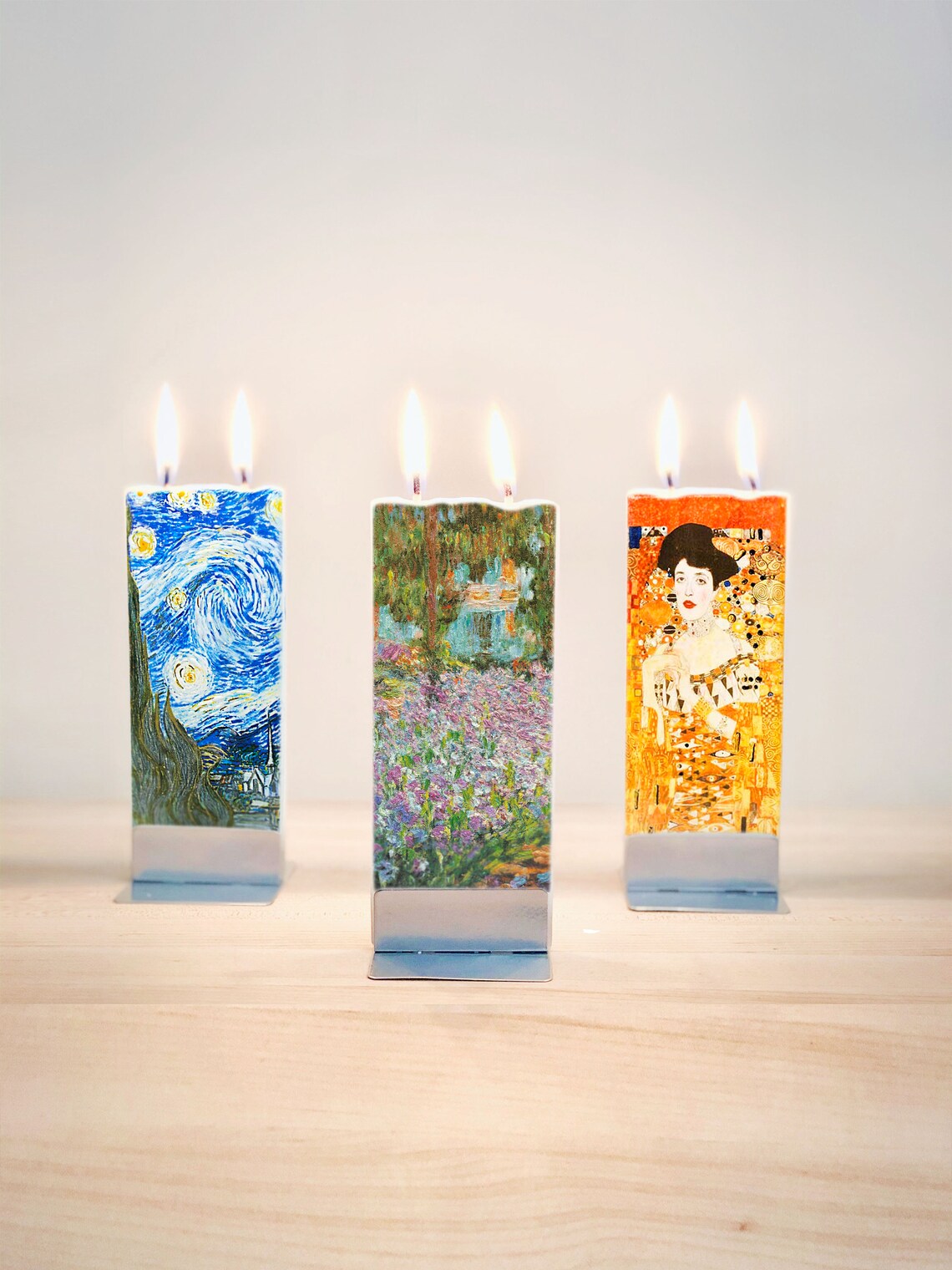 Hand Painted Flat Candle Claude Monet Water Lilies Pink - Etsy
