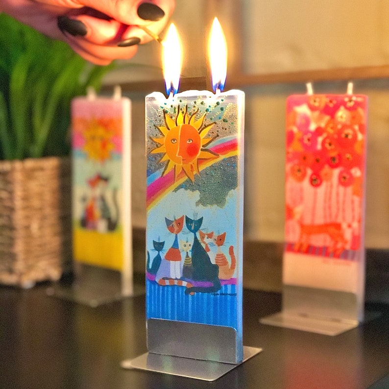 Hand Painted Flat Candle | Claude Monet Water Lilies Pink | Small ...