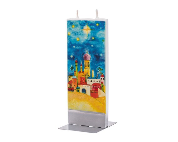 Home Décor Candles Jewish Home D\u00e9cor Hand Painted Flat Candle ...