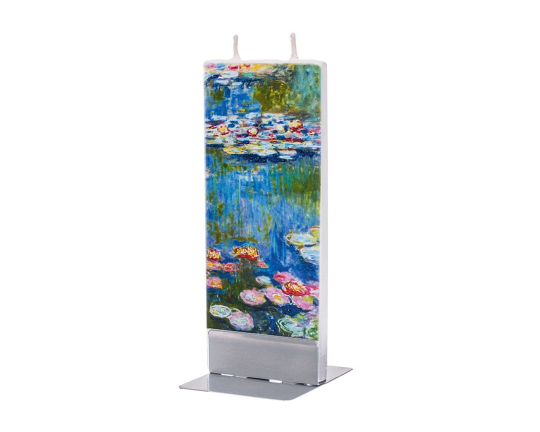 Hand Painted Flat Candle Claude Monet Water Lilies Small Unique Gift ...