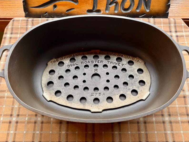 WOW! Griswold #5 Oval Roaster Dutch Oven Large Block Logo Cast Iron ...