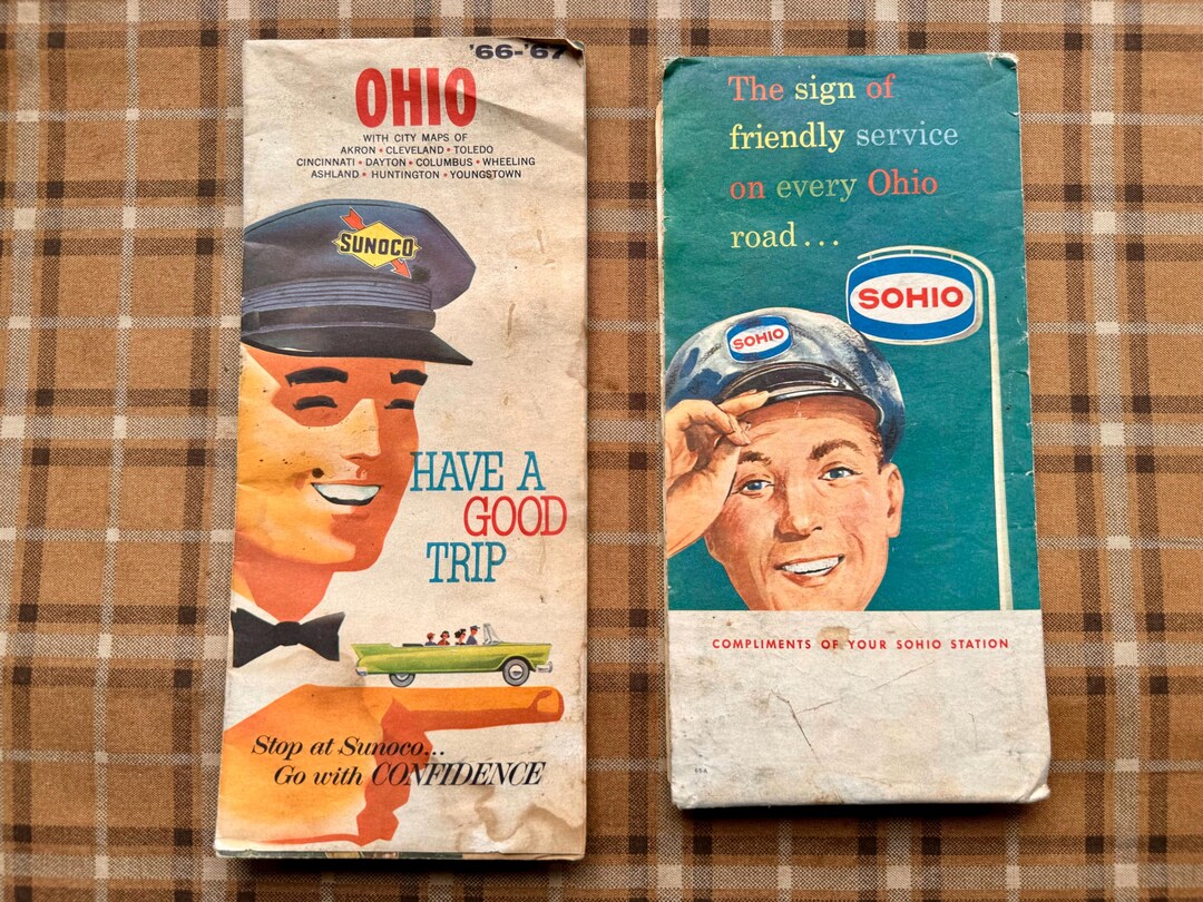 Vintage Ohio Sunoco Map Foldout Guide Print Pamphlets - Etsy