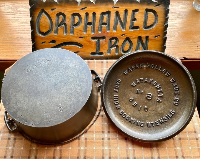 Rare! Wapak #8 Tapered Logo Dutch Oven With Raised Logo Basting Lid - Etsy