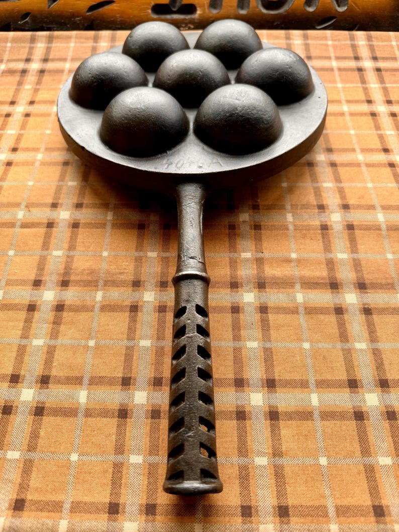 RARE! Fancy Handle Aebleskiver Ebelskiver Cast Iron Pan - Etsy