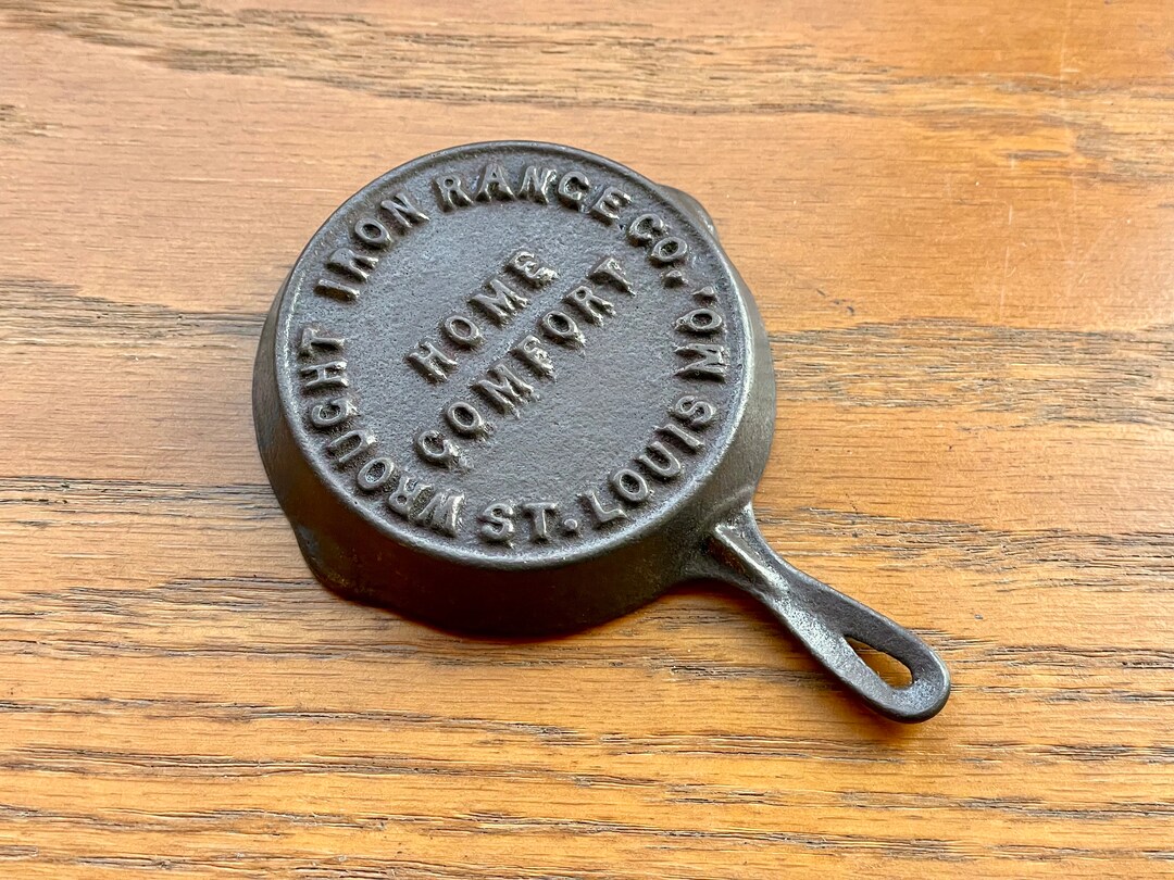 Wrought Iron Range Co. Home Comfort Advertisement Cast Iron Toy Skillet ...