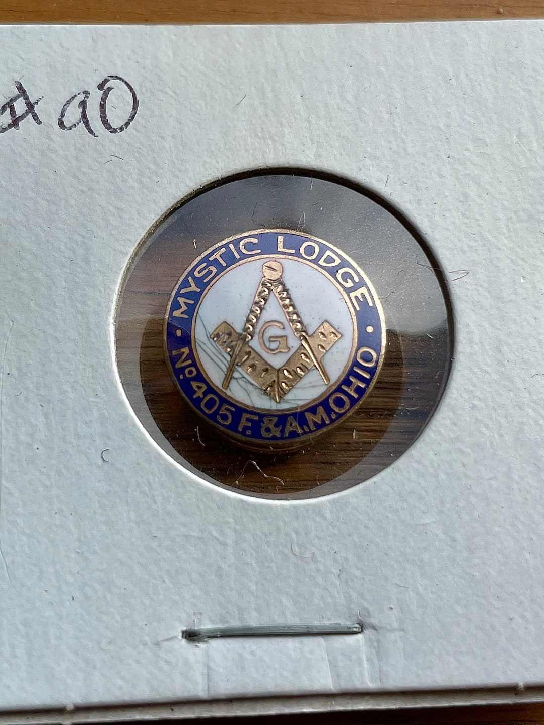 Mystic Masonic Lodge No. 405 10KT Gold Lapel Pin Medallion Souvenir ...