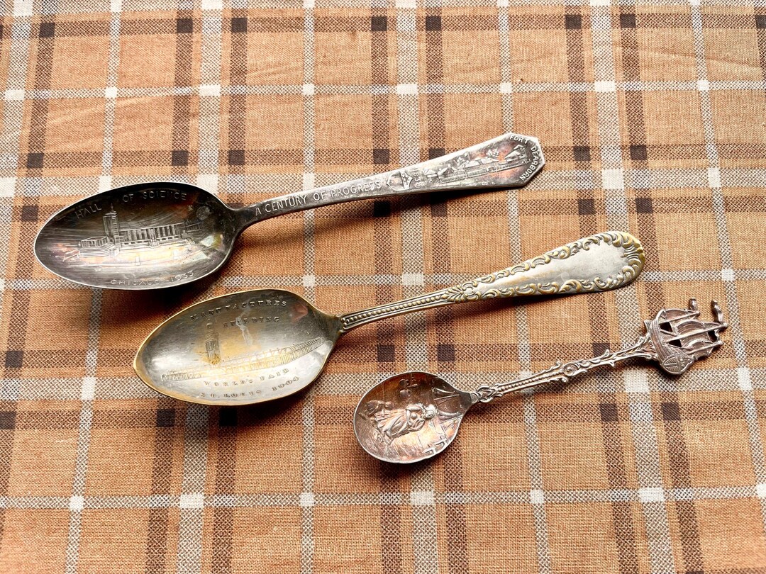 Vintage Advertising Spoon Silver Plate Lot Worlds Fair Hall of Science ...