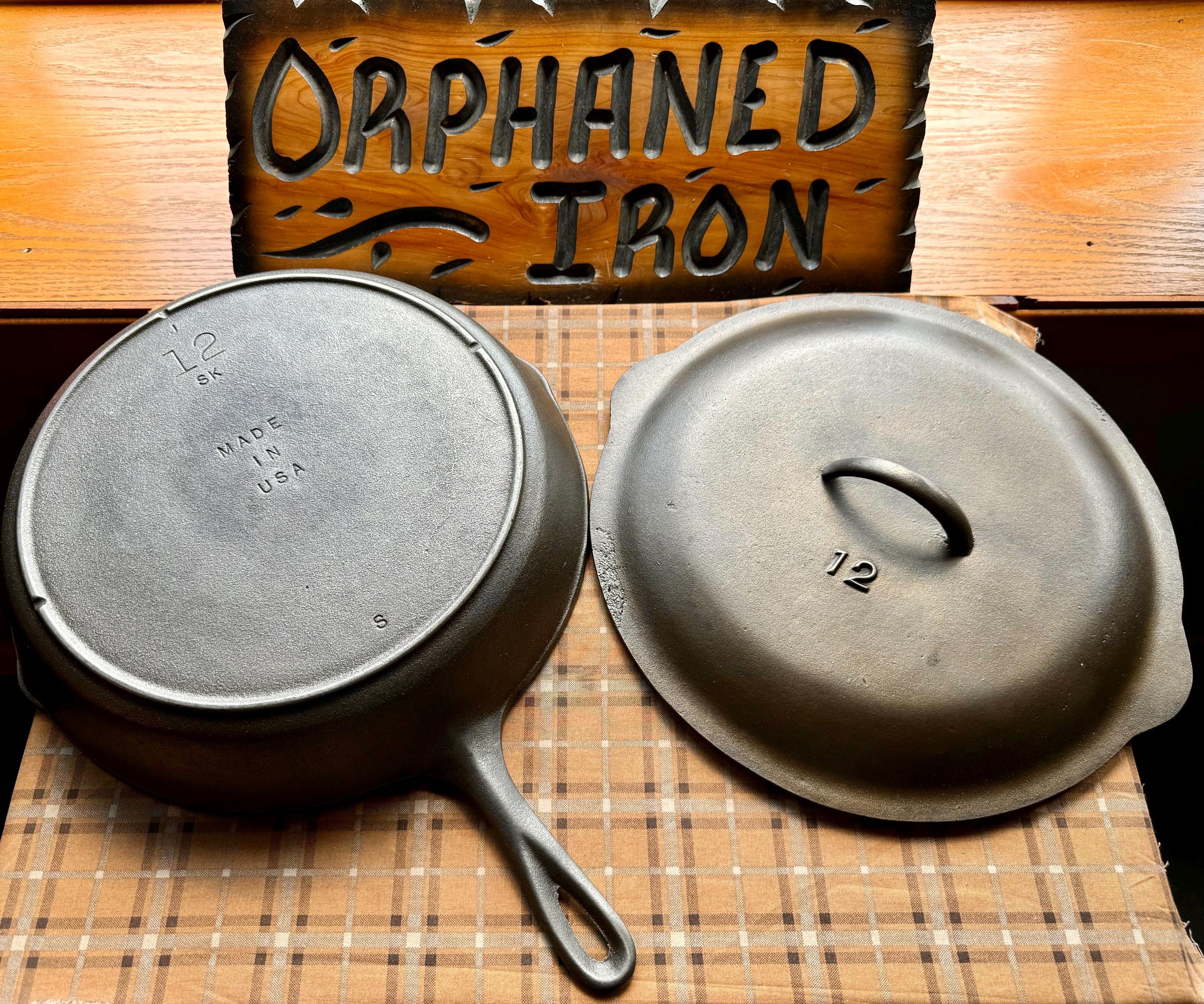 3-notch Lodge #12 Cast Iron Skillet With Basting Lid MIU - Etsy