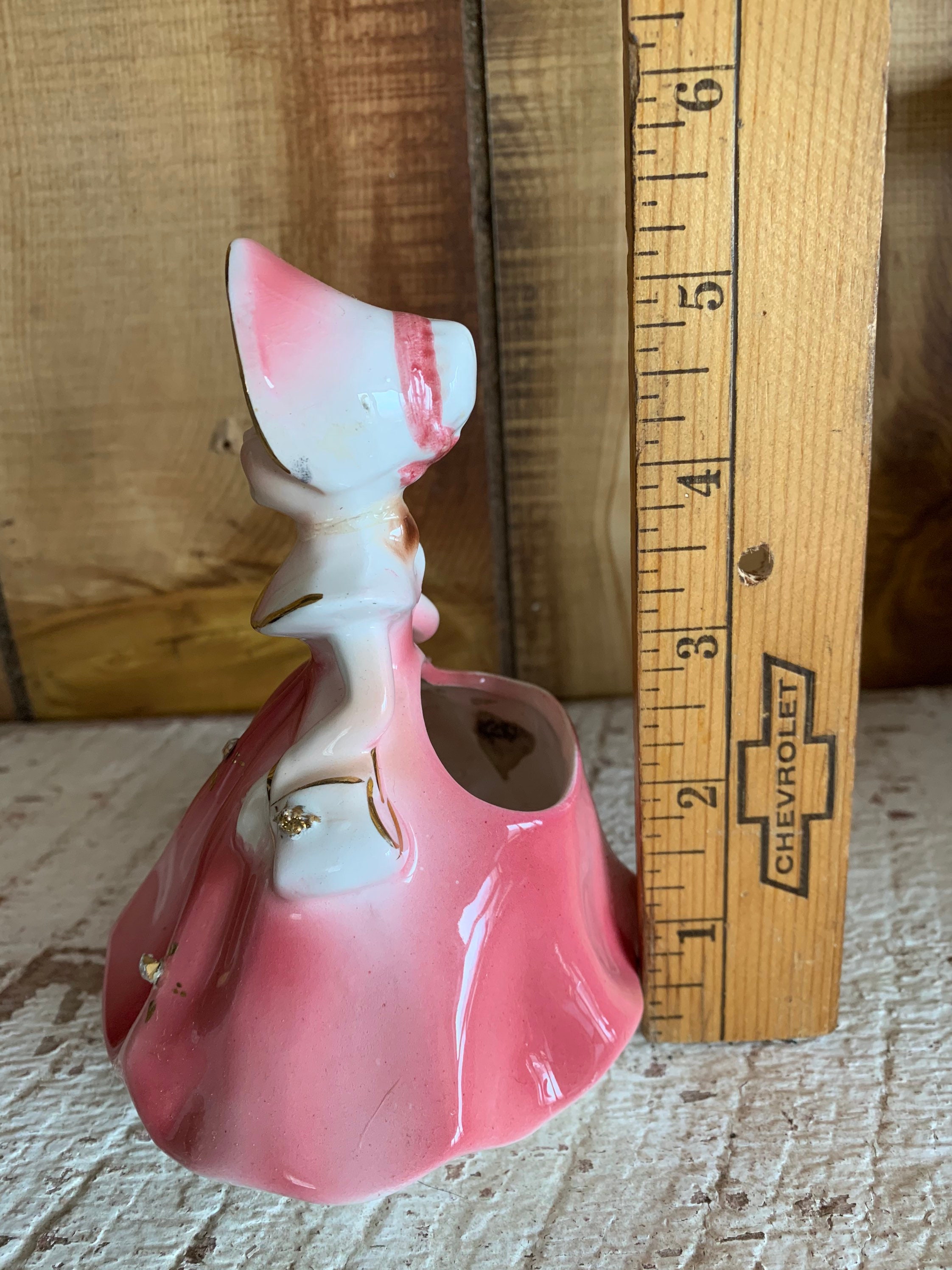 Vintage Woman Figure Pink Dress Planter | Etsy