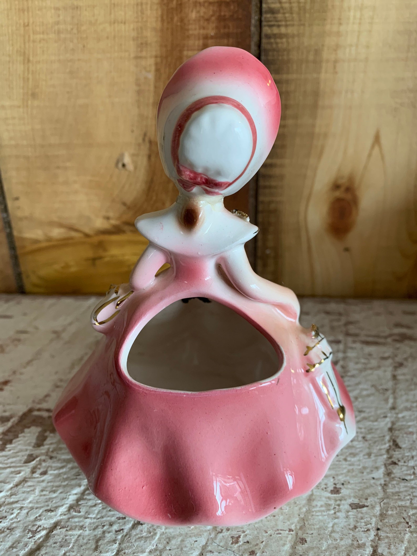 Vintage Woman Figure Pink Dress Planter | Etsy