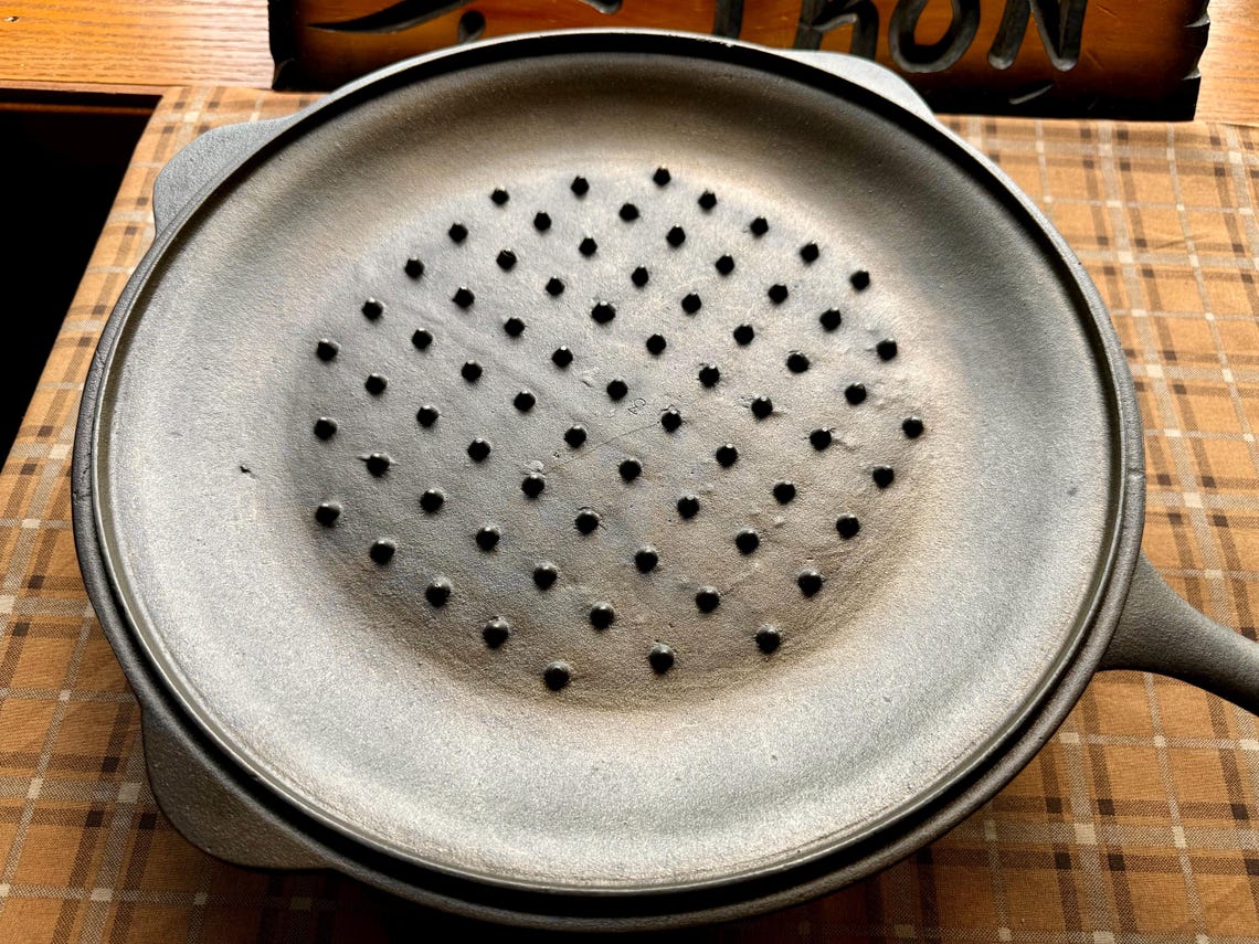 3-notch Lodge #12 Cast Iron Skillet With Basting Lid MIU - Etsy