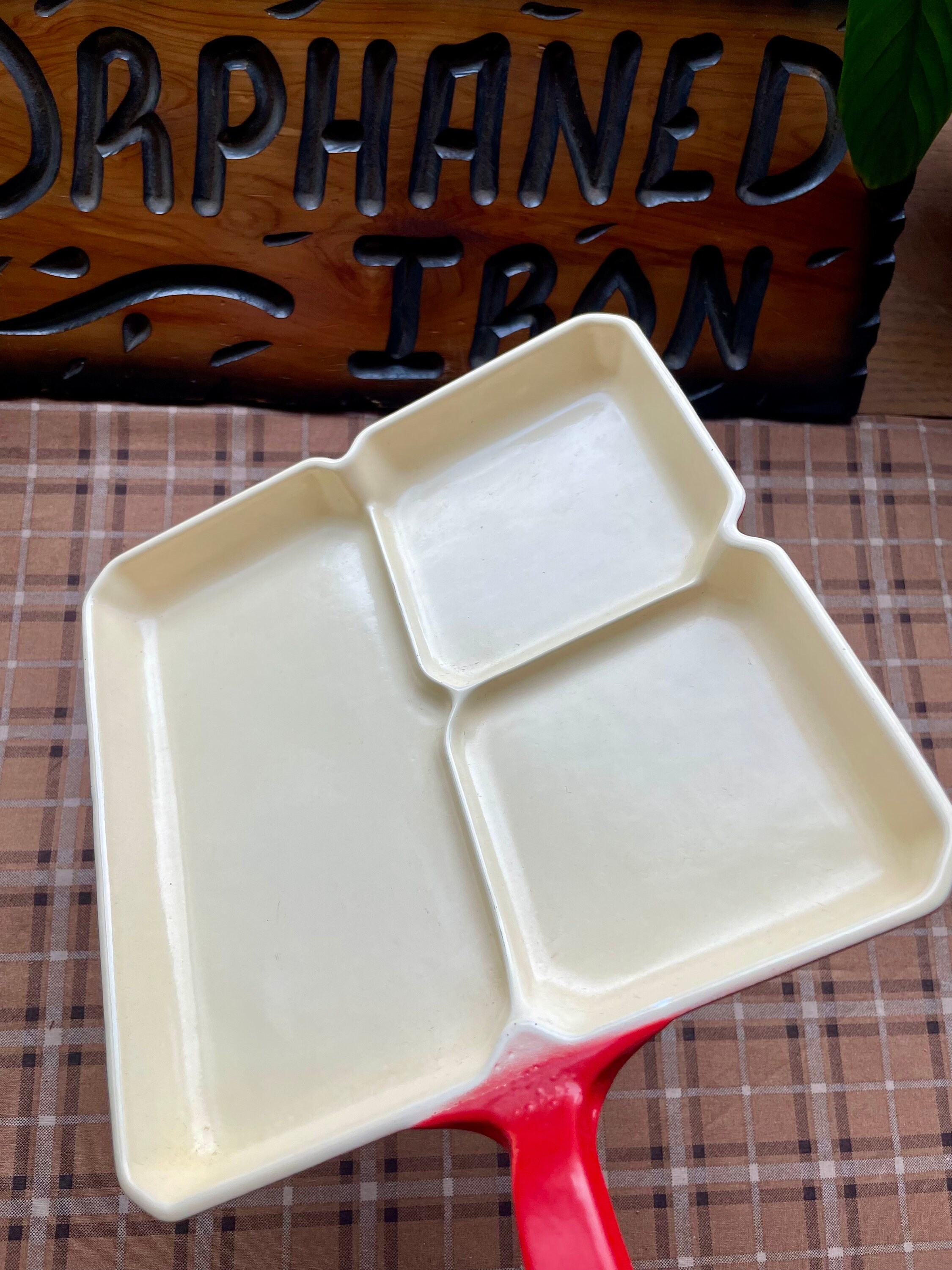 Griswold #666 Red and Cream Large Block Logo Divided Breakfast Square ...