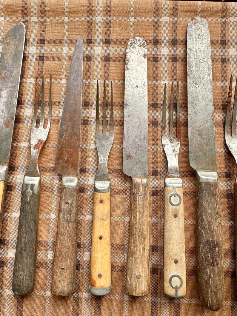 19 Primitive Civil War Era Cutlery Fork and Knife Utensils Meriden ...