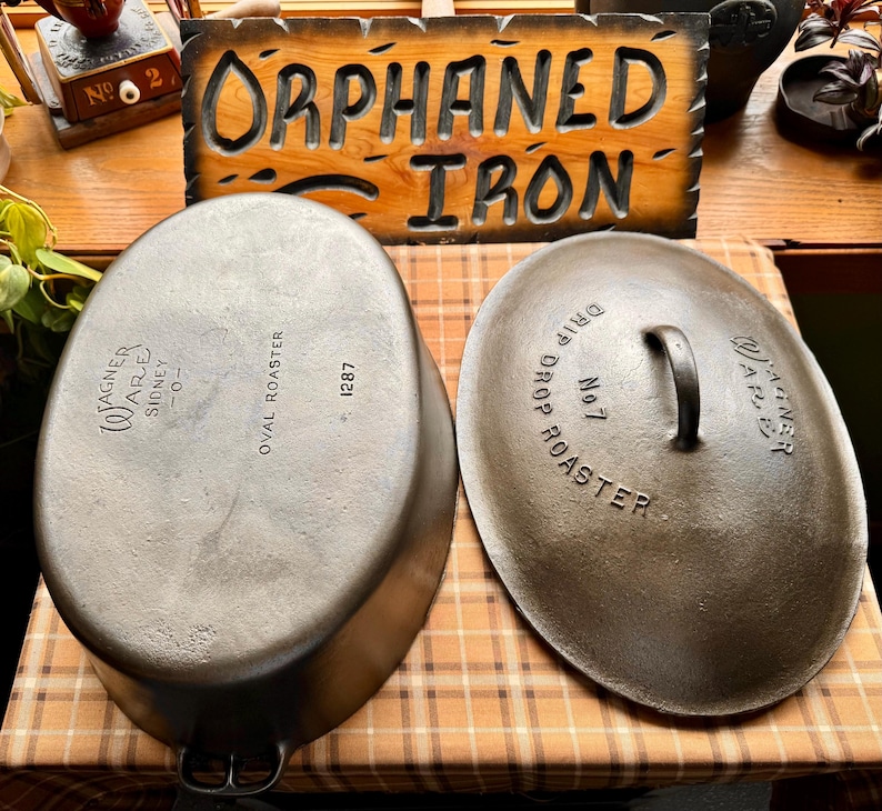 Rare! Wagner #7 Cast Iron Drip Drop Oval Roaster With Raised Logo ...