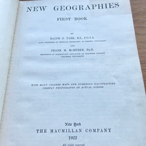 1922 Maps New Geographies First Book by Tarr & Mcmurry Antique - Etsy