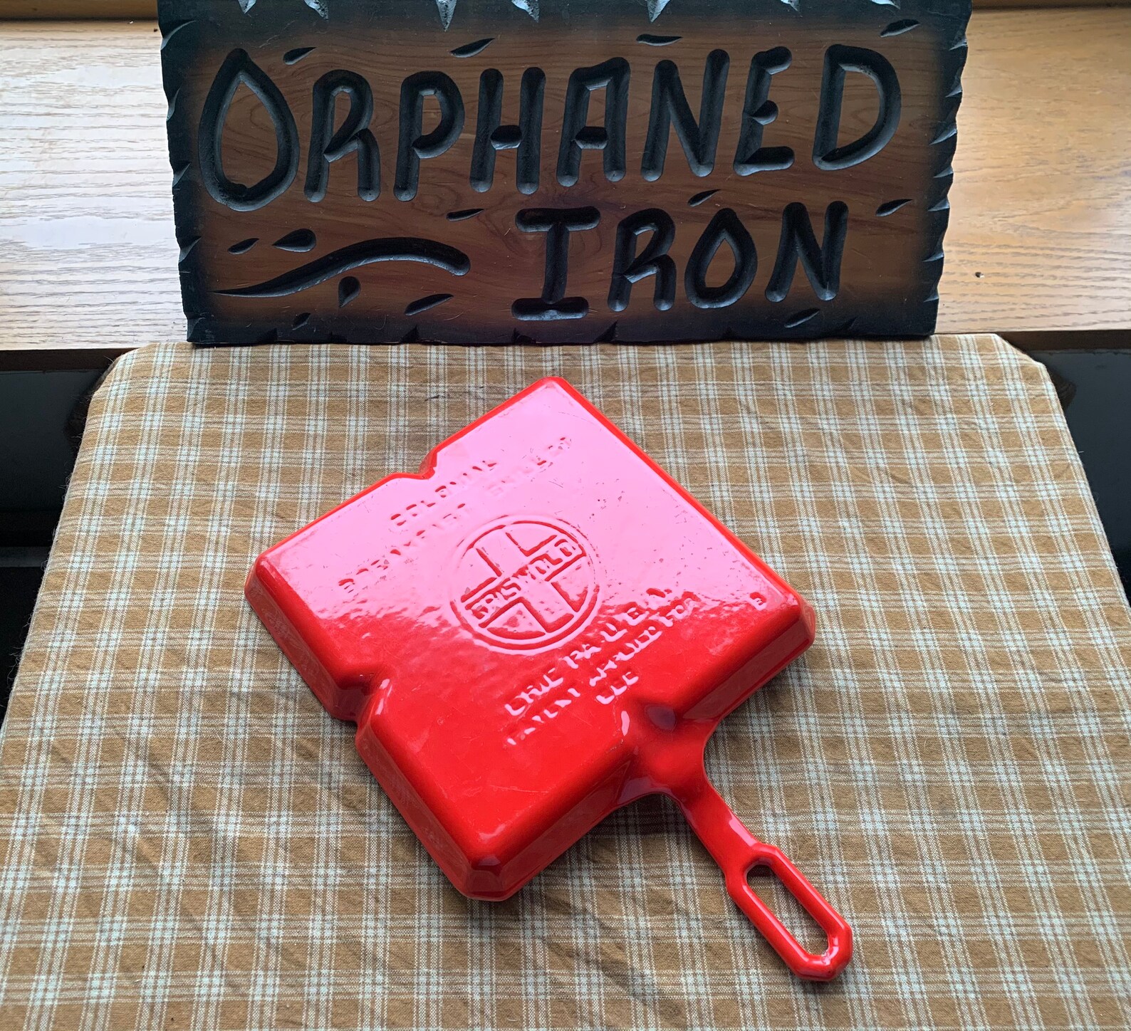 Griswold 666 Red/Cream Enamel Divided Breakfast Skillet | Etsy