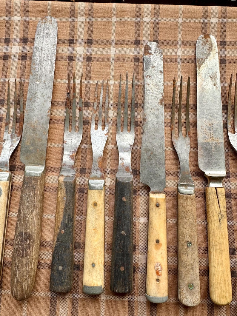 19 Primitive Civil War Era Cutlery Fork and Knife Utensils Meriden ...