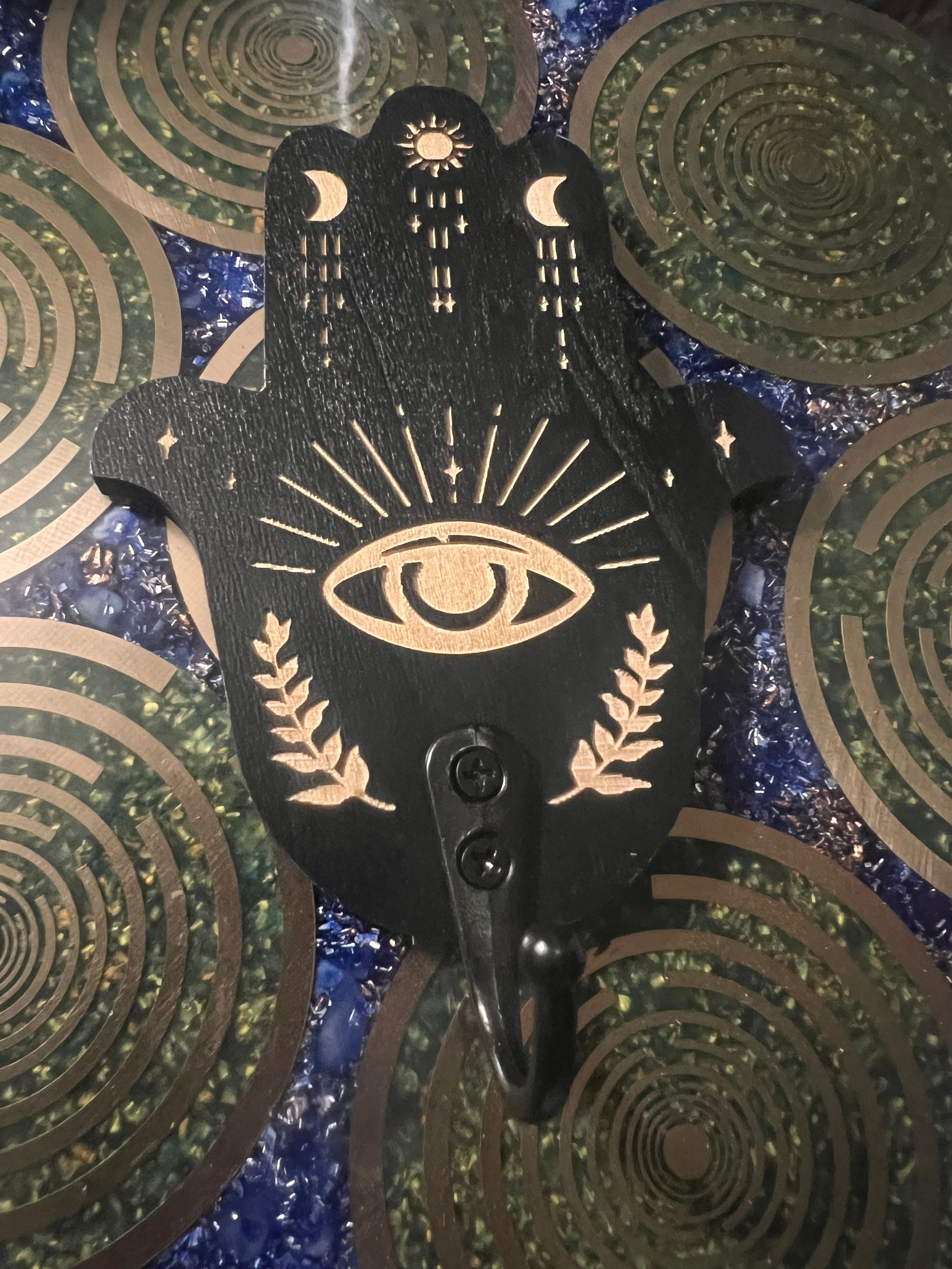 Protective Hamsa Hand With Evil Eye Wooden Key Hanger - Etsy